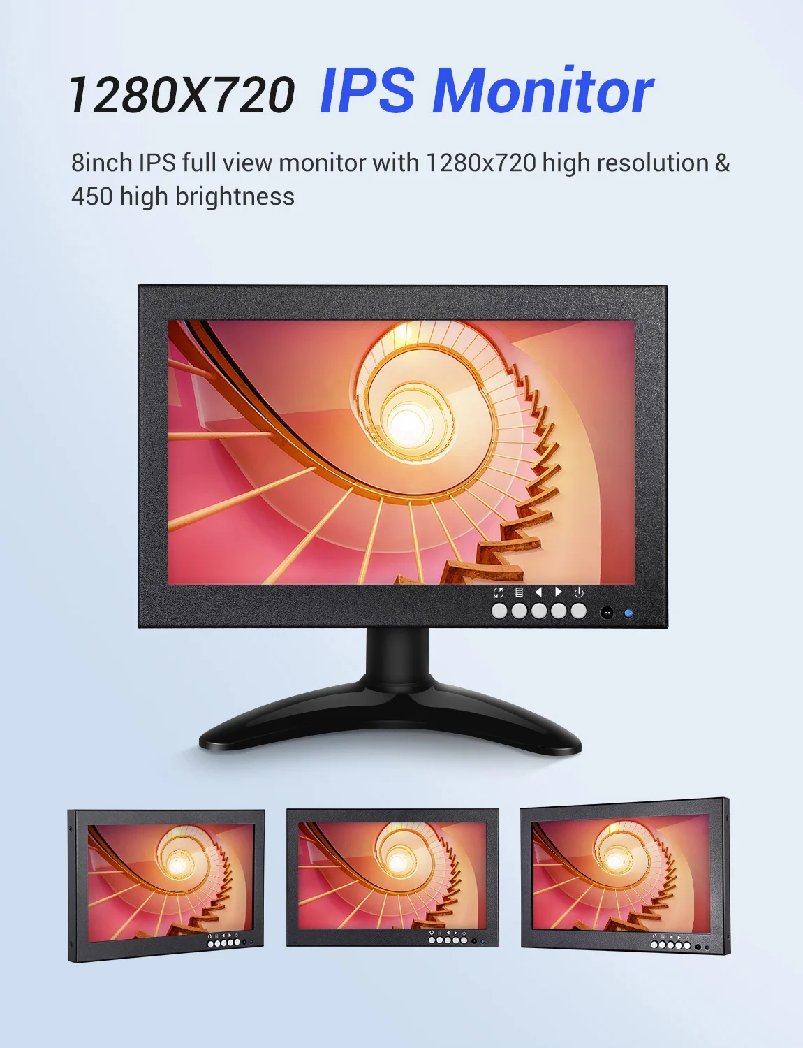 Eyoyo 8 Inch 16:9 Monitor,Portable 1280x720 High-resolution Ips Full ...