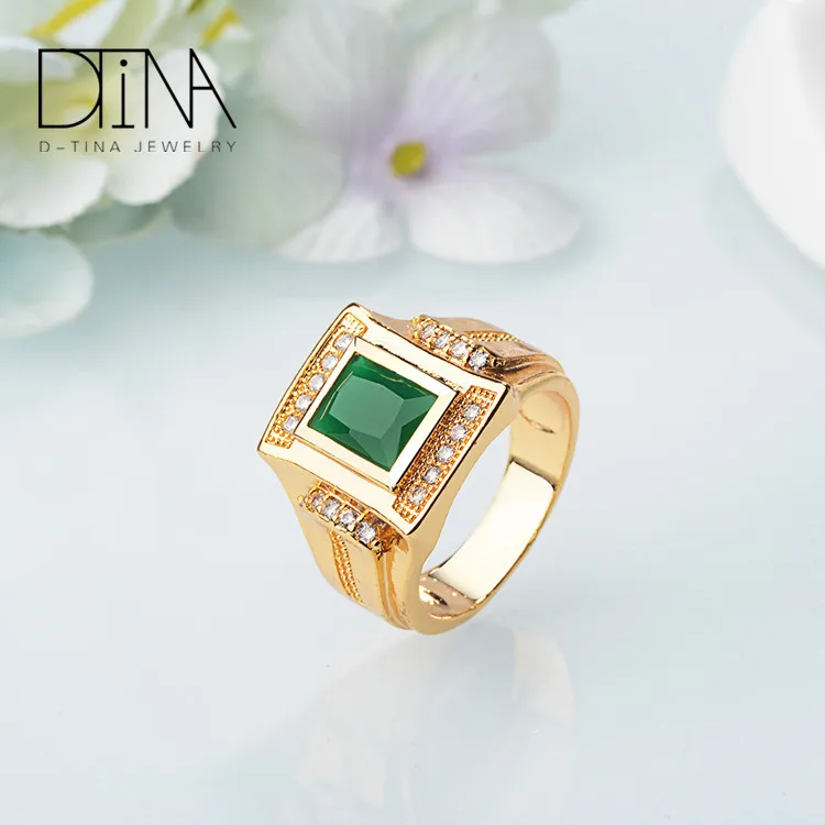 DTINA Dubai Prince Couple Gold Plated Wedding Gem Stone Rings