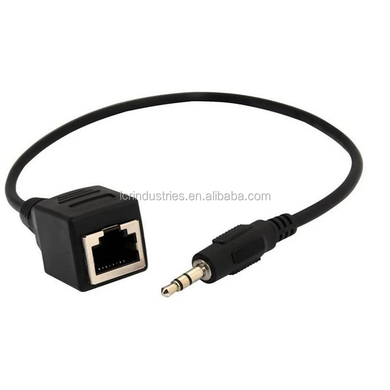 RJ45 Male to 3.5mm Male Jack Aux Audio Cable - Customizable Length