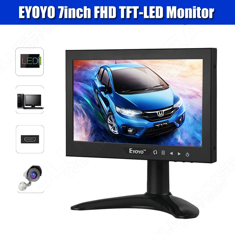 7 Inch Portable Led Hd 1024*600 Vga Video Audio Monitor F5 For Pc Tv ...