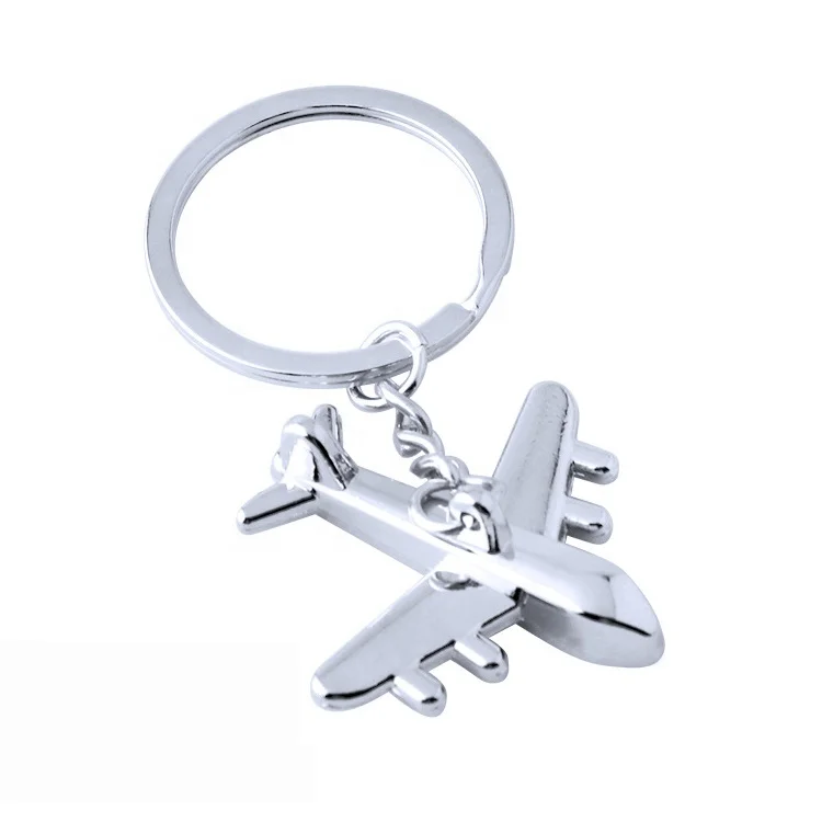 Custom Metal Keychain Polished Silver Aircraft Model Airplane Key Ring ...