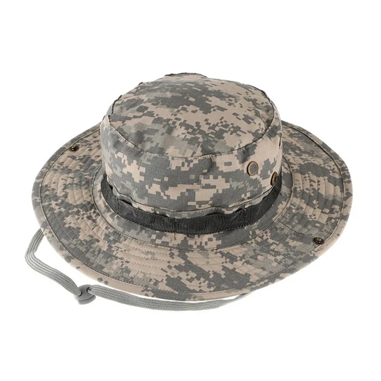 Outdoor Wide-brim Boonie Hat Camouflage Breathable Jungle Hat Eyelets ...