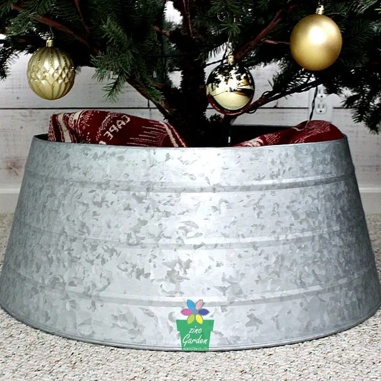 Wholesale Red Christmas Tree Bucket - Metal Skirt Collar