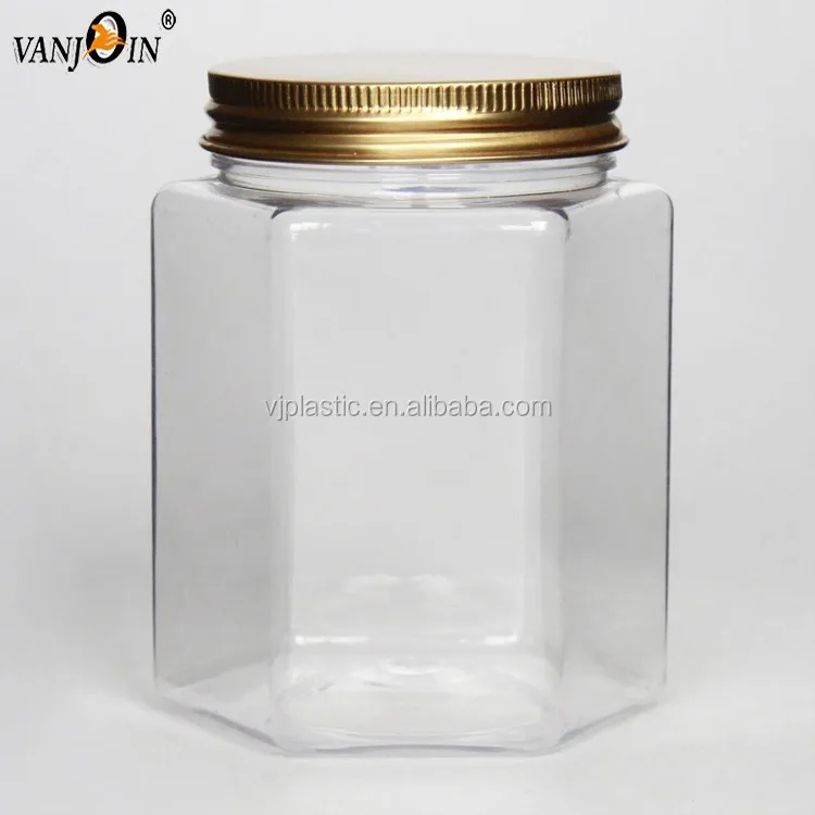 12 Pack 7 Ounce Hexagon Plastic Jars Empty Hex Jars W/white Lids For ...