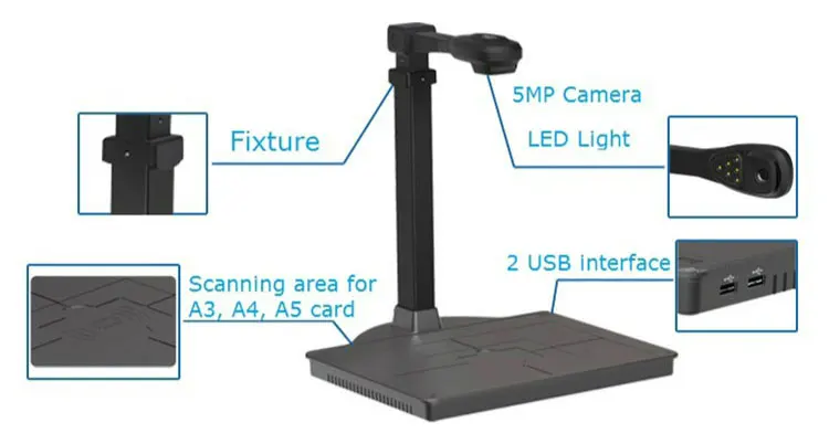 5mp A3 Overhead High Speed Document Camera Scanner With Positioning ...