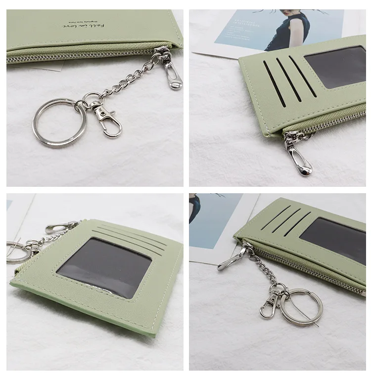 Mini Zip Pu Leather Keychain Card Case Credit Card Holder - Buy Sim ...