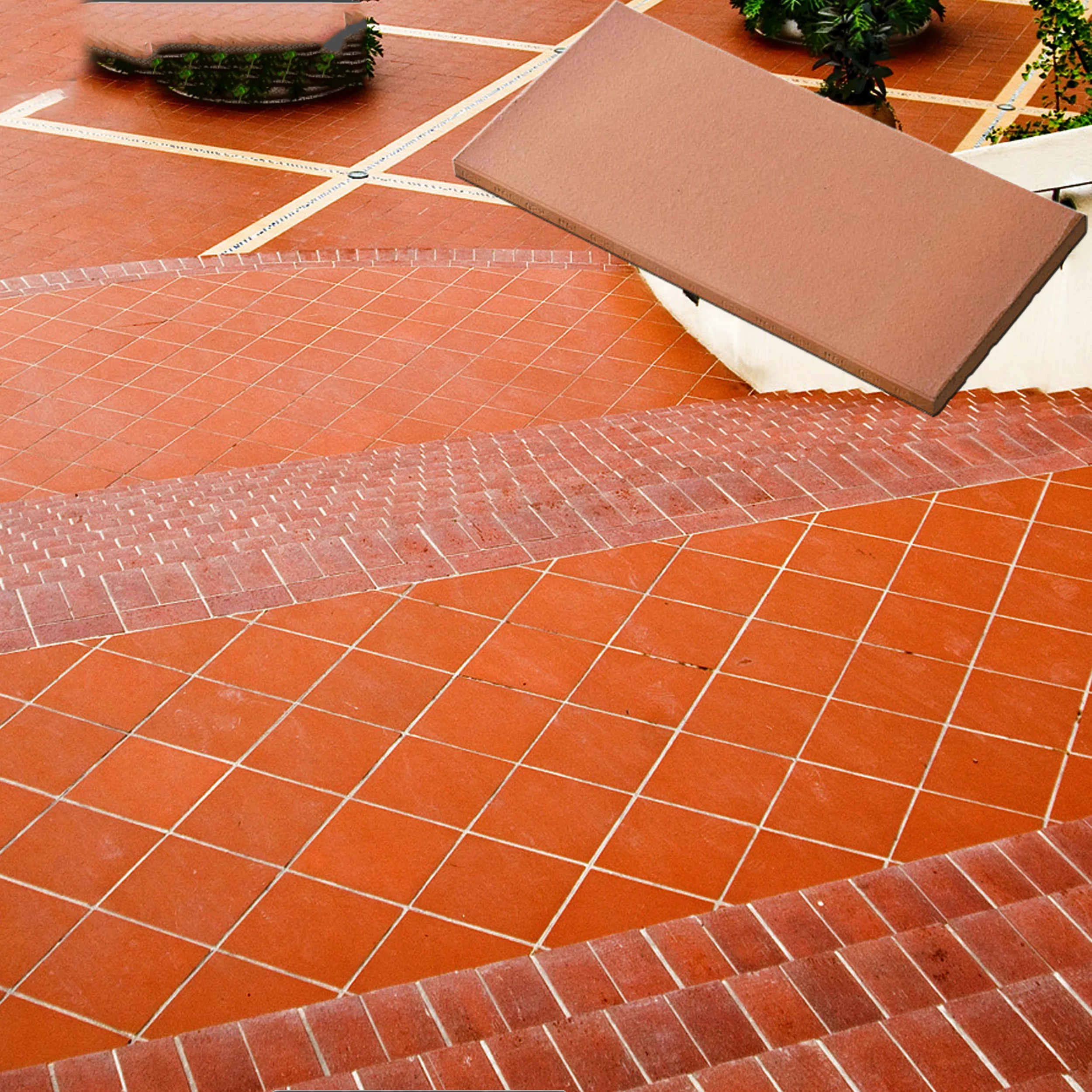 Spanish Non-Slip Red Terracotta Floor Tile Designs