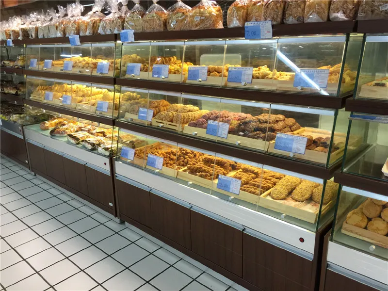 Customized 3 Tier Wall Mounted Cabinet Case For Bread Bakery Display ...