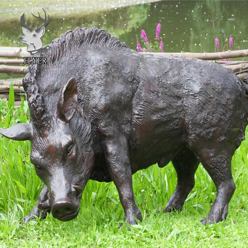 Large Bronze Wild Boar Sculpture for Garden Decoration