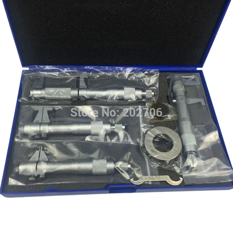 Inside Micrometer Set 25-200mm - 7pcs Internal Measuring Tool with 0 ...