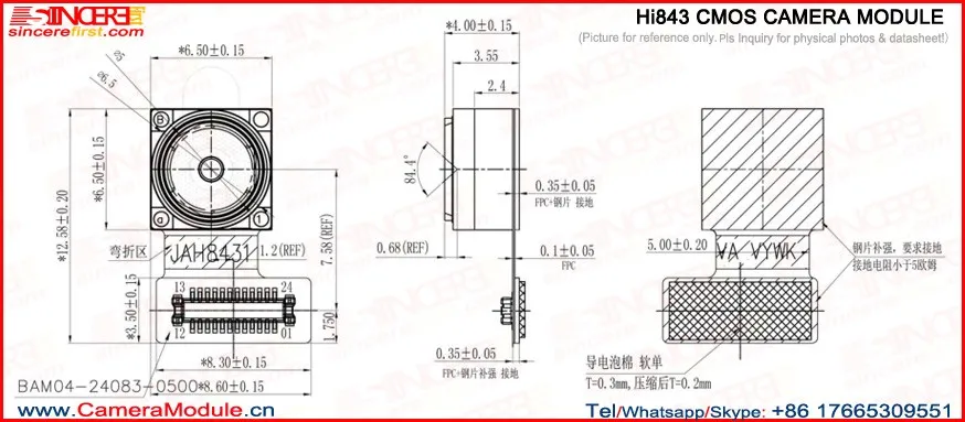Hi843 Camera Module - 8MP HYNIX Sensor for Mobile Phones