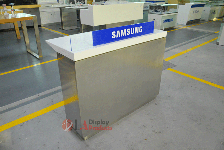 Stainless Steel Mobile Phone Display Table For Samsung Store Experience ...