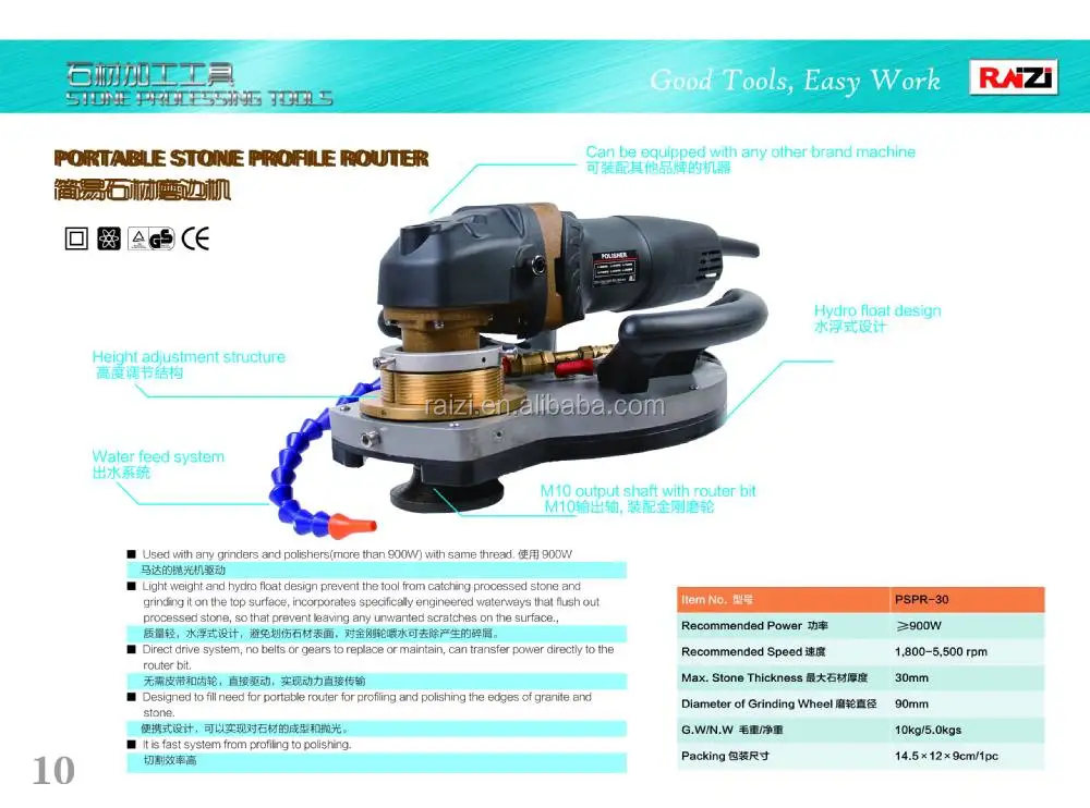 RAIZI Portable Granite Stone Edge Profiling Router Machine