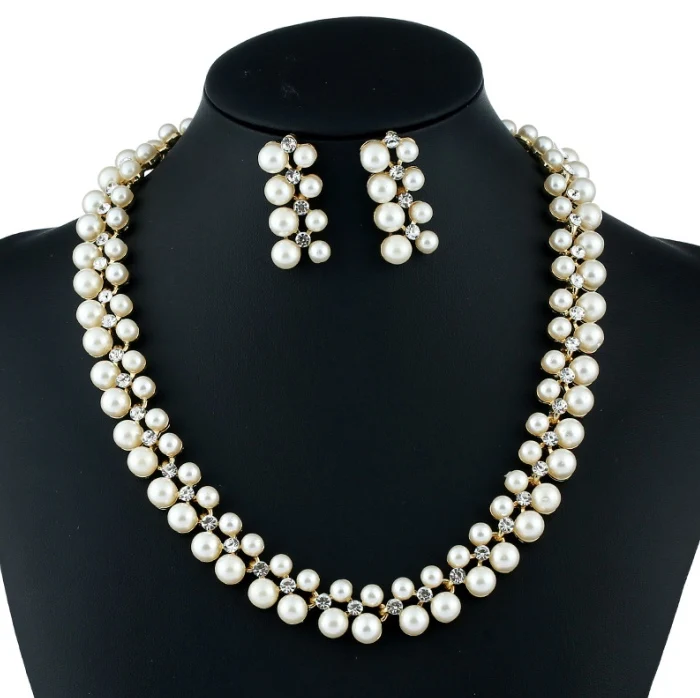 Women Fancy Pearl Necklace And Earrings Large Elegant Jewelry Set - Buy ...