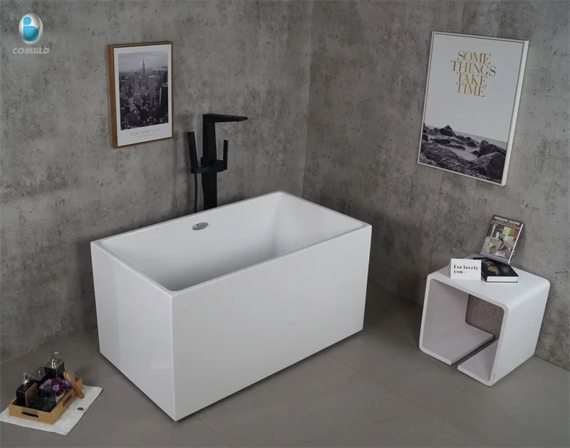 39 Inch Indoor Mini Hot Tub With Foot Pedal Drainer Acrylic Square ...