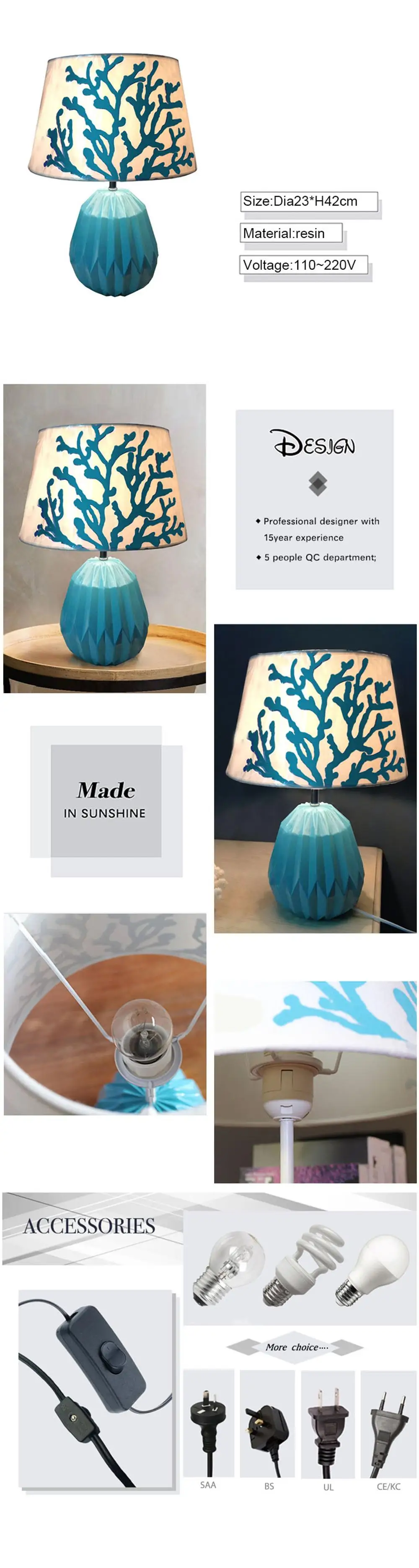 Blue Coral Pattern Table Lamp - Stylish & Functional Light