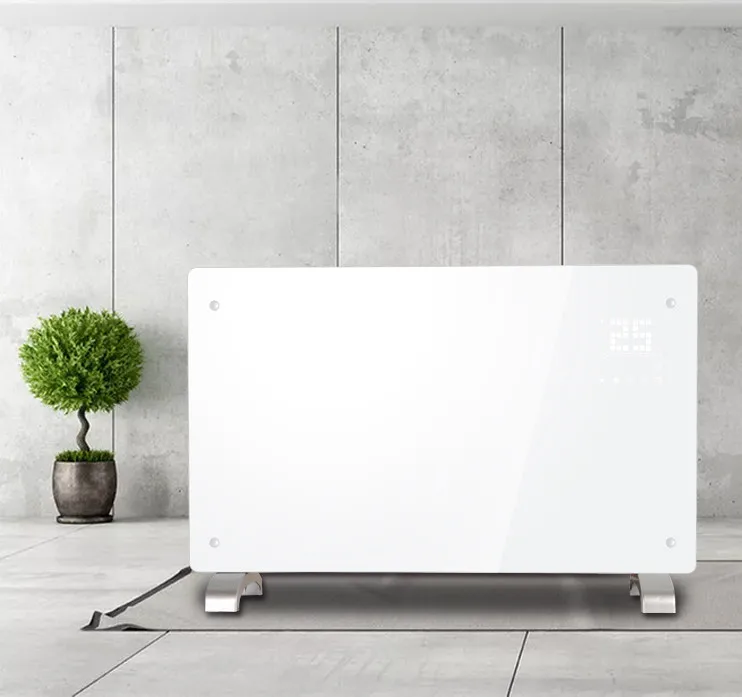 White Glass Led Display Electric Panel Heater Wall Mounted Convector ...
