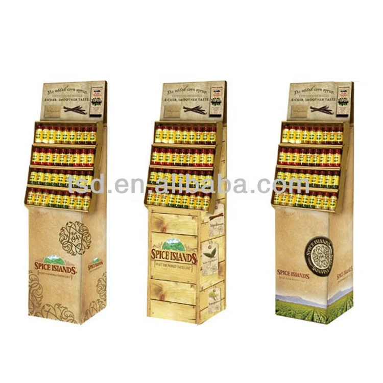 Custom Retail Shop Supermarket Floor Metal Spices Display Stand Shelf Rack