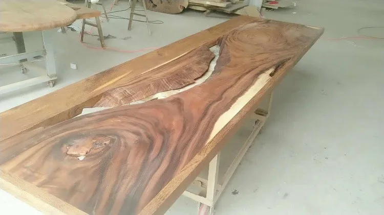 Vintage Furniture Antique Design Walnut Wood River Table Clear Epoxy ...