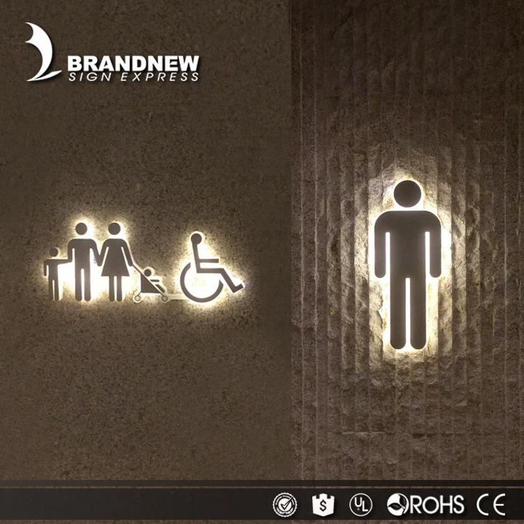 Honest High Quality DIY Small LED Backlit Toilet Sign