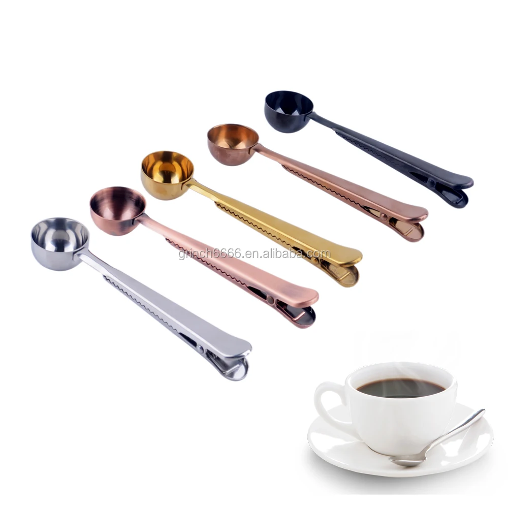 High Quality Coloful Coffee Spoon Stainless Steel Spoon With Bag Clip ...