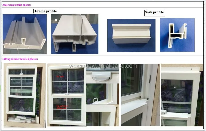 Modern Design Pvc Double Hung Window Grill Design,American Style Pvc ...