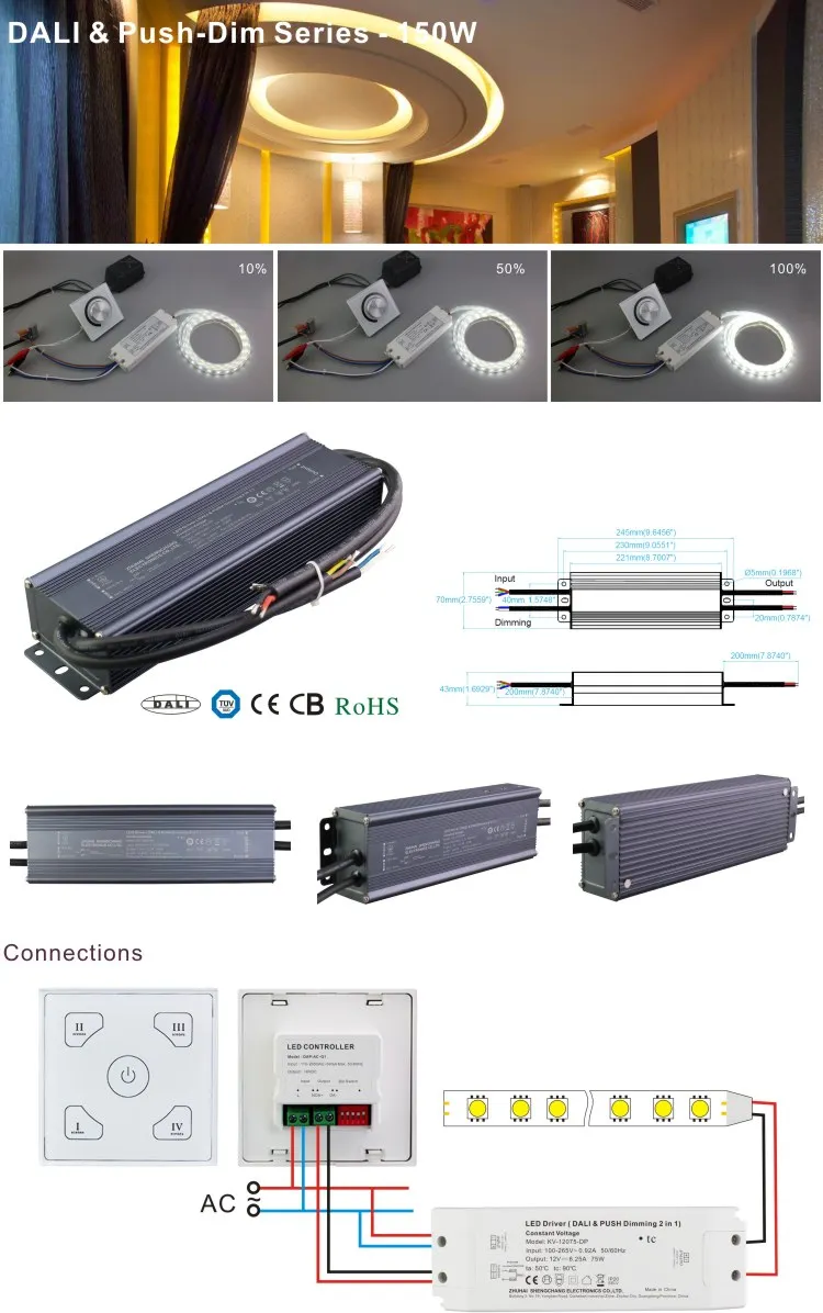 Dali Push Dimming 200w Driver 24v 12v Dc For Led Strip Light 2016 Hot ...