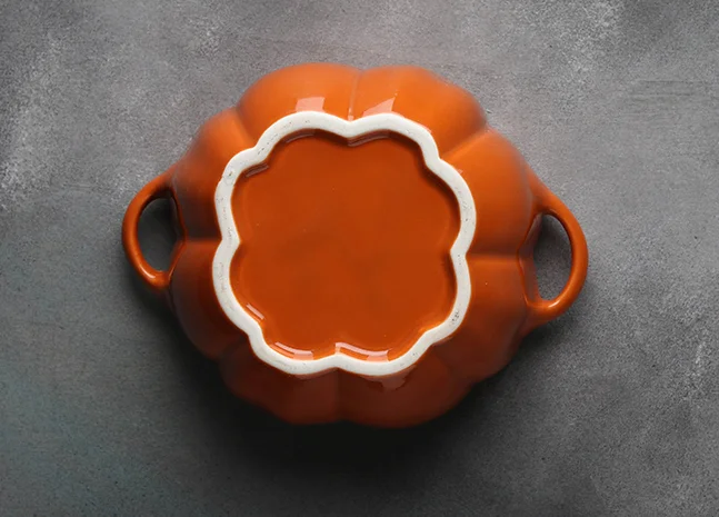 Orange Color Enamel Pumpkin Shape Cast Iron Casserole Dish With Lid ...