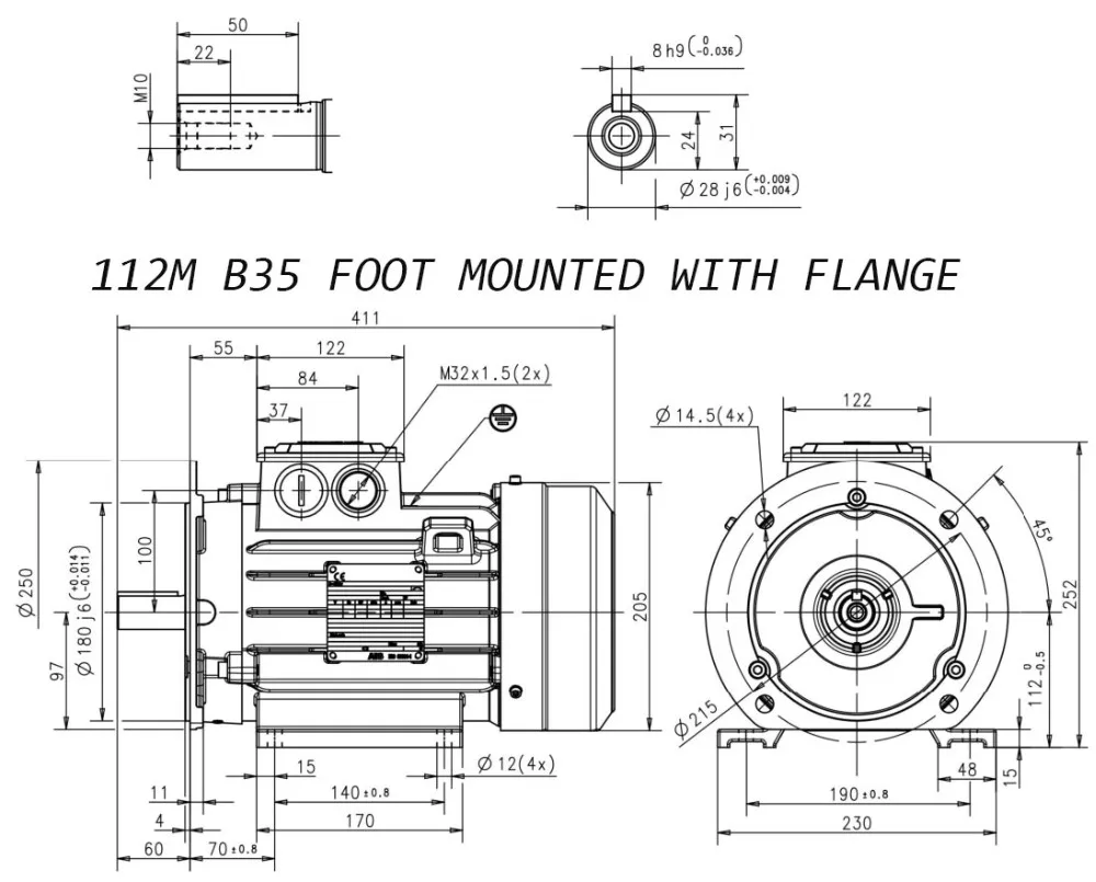 ABB M2BAX general performance low voltage 4kW three phase squirrel cage ...