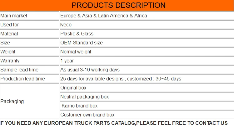 Partes del cuerpo del camión para Iveco, lámpara de plástico para ...