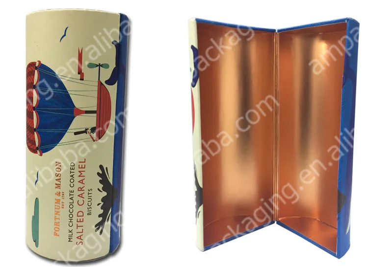 Round Tube Clamshell Shaped Food Grade Biscuit Cookie Box Packaging ...