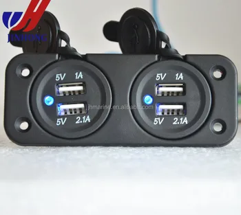 12v/24v 3.1a Flush Panel Usb Socket Dashboard Usb/aux Switch Marine Car ...