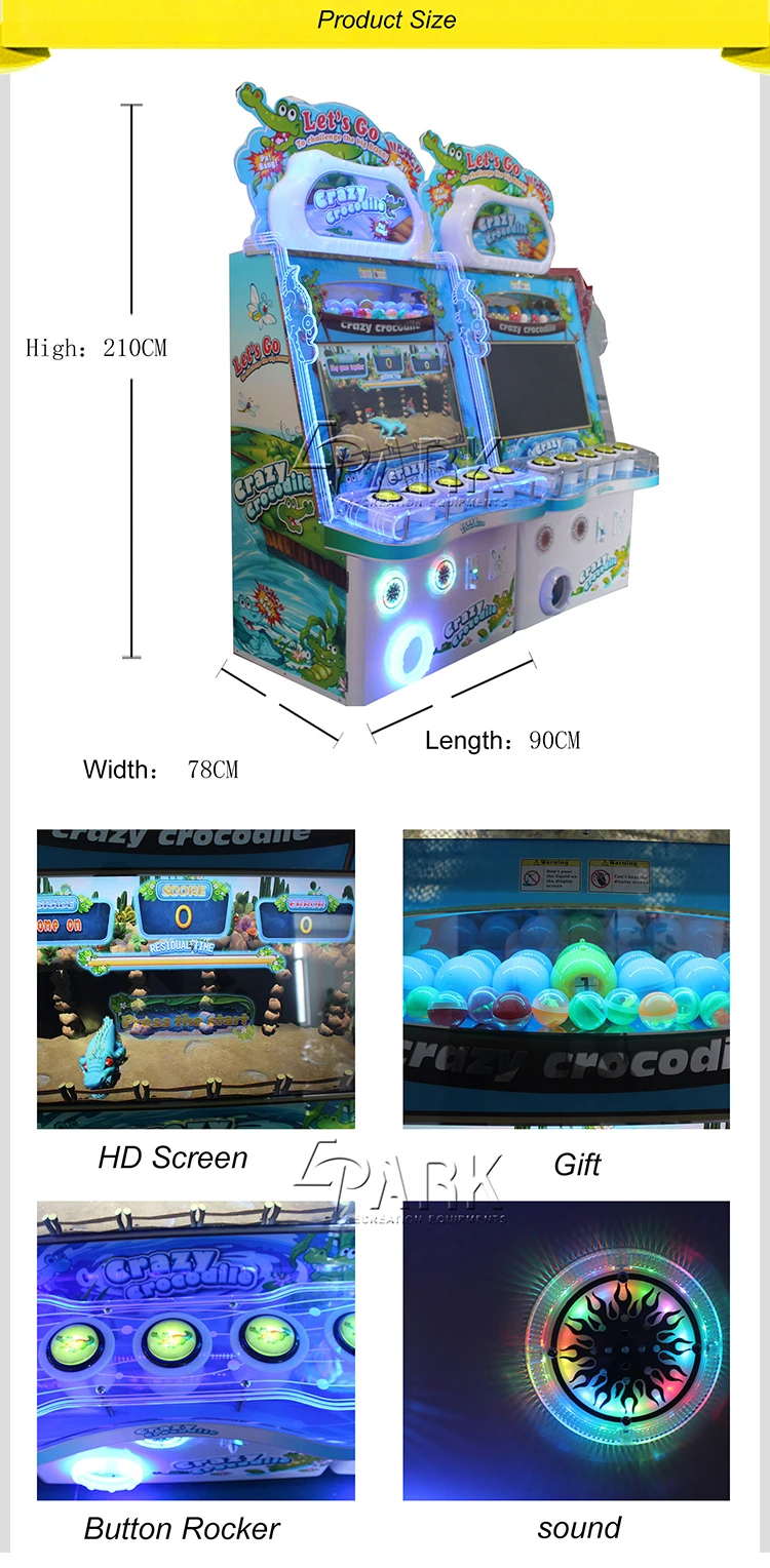 Hitting Crazy Crocodile Entertainment Coin Operated Arcade Game Machine ...
