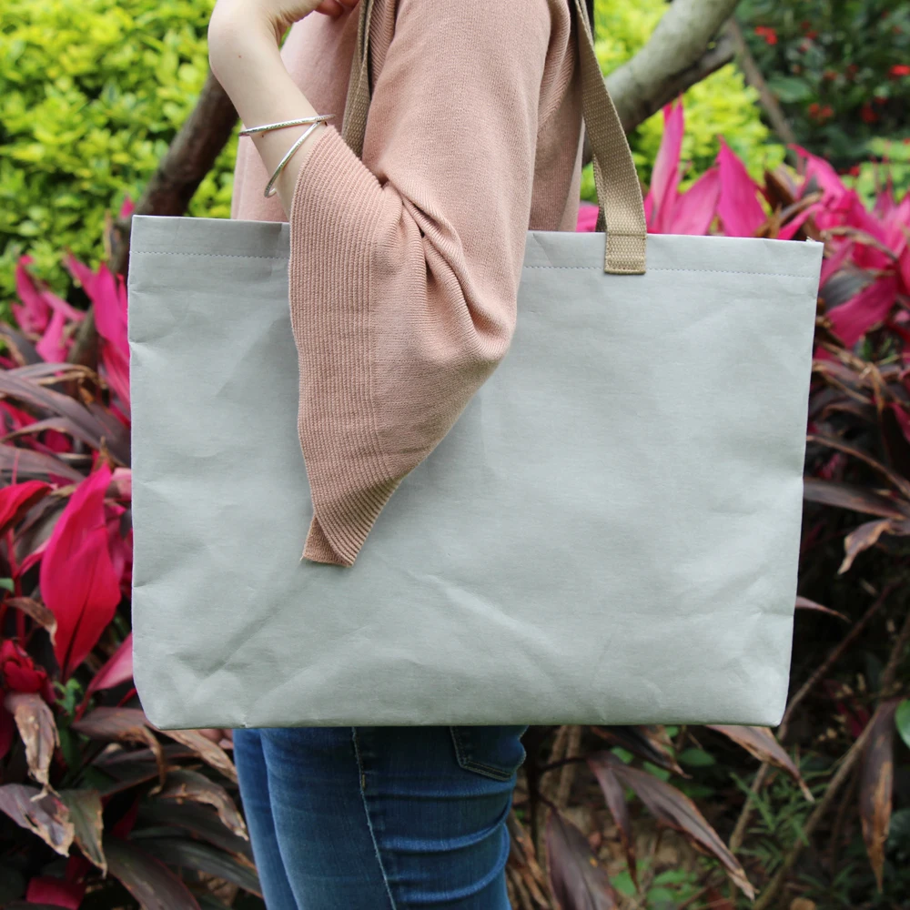 Most Popular Recycle Washable Kraft Paper Tote Hand Beach Shopping Bag ...