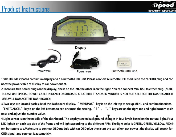 Multi-funciton Combination Gauge Obd Dashboard Lcd Digital Dash Display ...