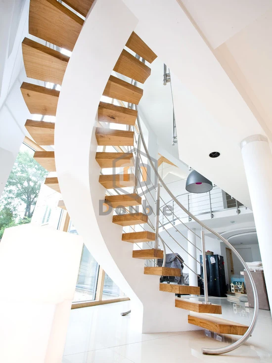 Center Beam Staircase Design - Curved Staircase by Double Building