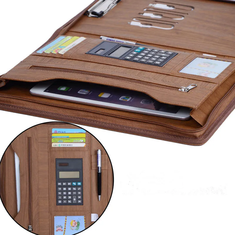 Famous Multifunction 6000mah Custom File Folder A4 PU Leather Document ...