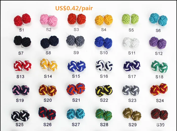 Double Ball Silk Knot Cufflink Handmade Cufflink Elastic Knot Cufflink ...