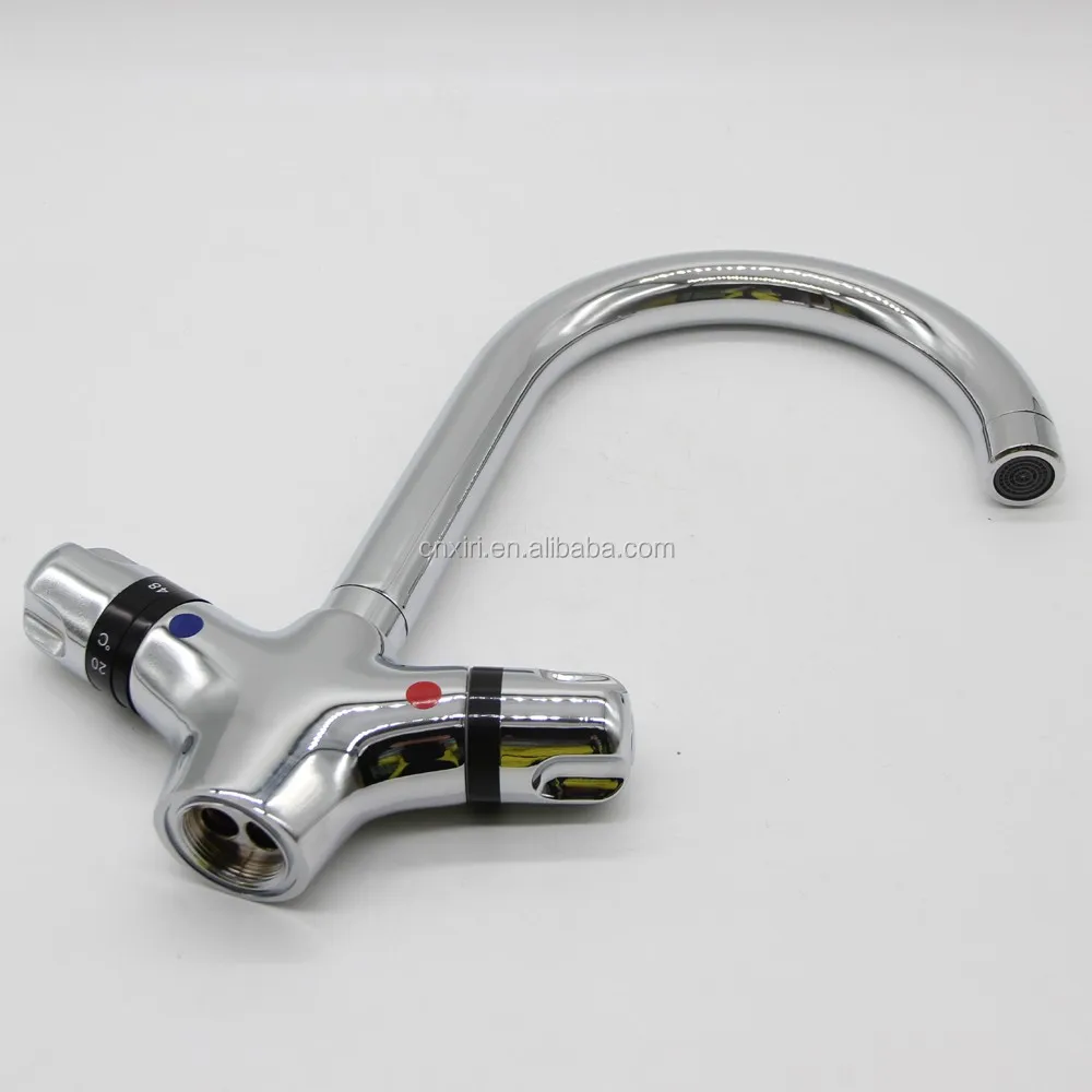 Factory Thermostatic Dual Handle Temperature Control Brass Basin Faucet ...