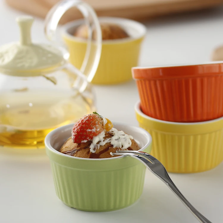 Ceramic Pudding Bowl,Fashion Ramekin Bowl,Colorful Ice Cream Bowl ...