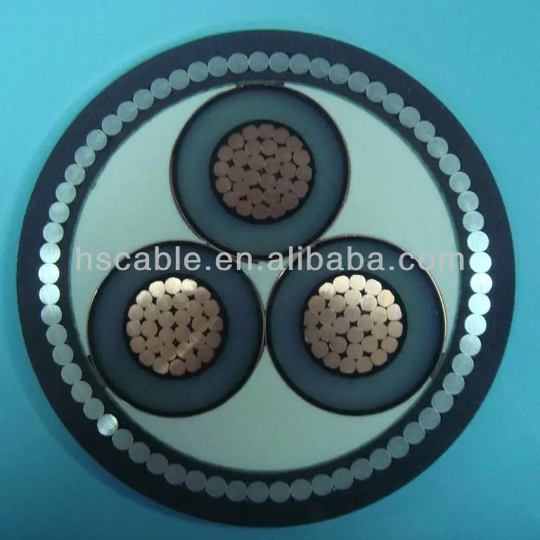 6/10KV 3 Cores 95mm2 CU/XLPE/PVC/GSWA/PVC Armoured Power Cable