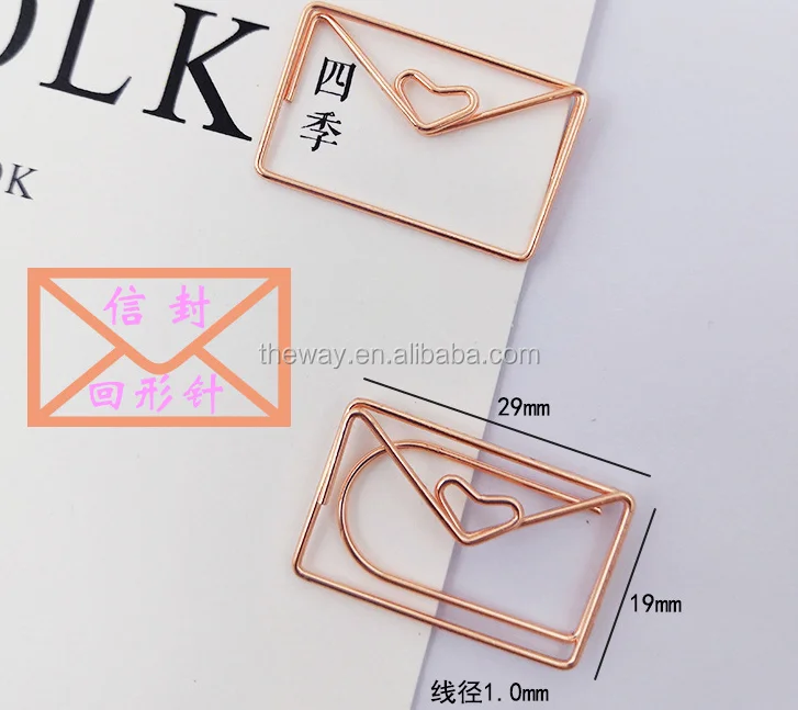 Rose Golden Envelopes Shape Paper Clips/bookmarks Dispensers