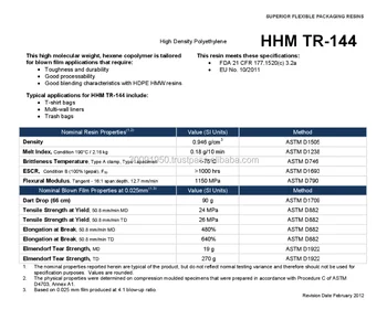 Hhm Tr 144 - Buy Hdpe Film Extrusion Grade,Hdpe Film Grade Product on ...