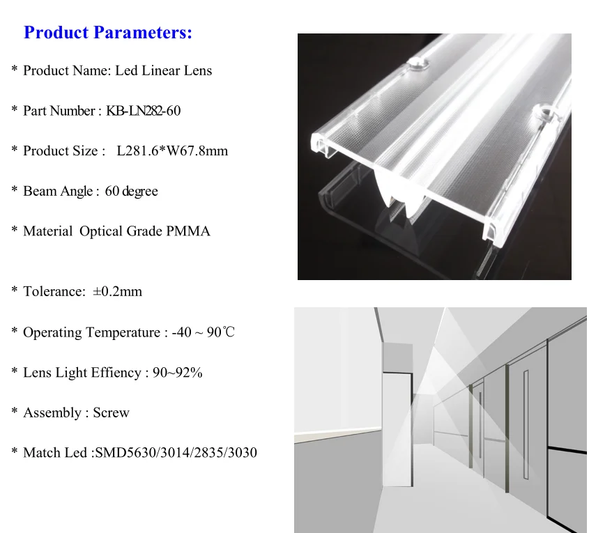 Smd Led Pmma Linear Lens In Double Asymmetric Angle - Buy Smd Led ...