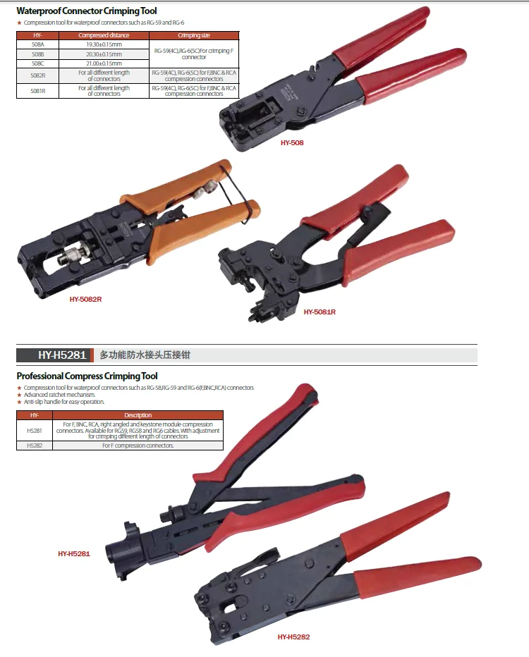 Coaxial All-in-one Compression Tool For F-type Rca Bnc Iec Trs Drs ...