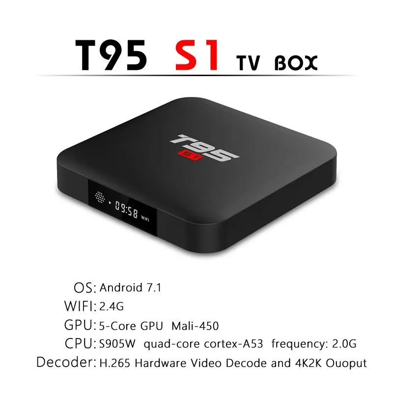 T95 S1 Android Tv Box 4k Amlogic S905w Quad Core 2gb 16gb Android 7.1 ...