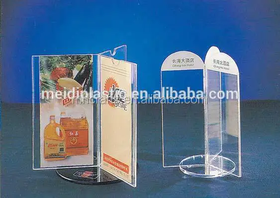 360 Degree Acrylic Rotate Sign Holder,3-sided Acrylic Rotate Table Tent ...