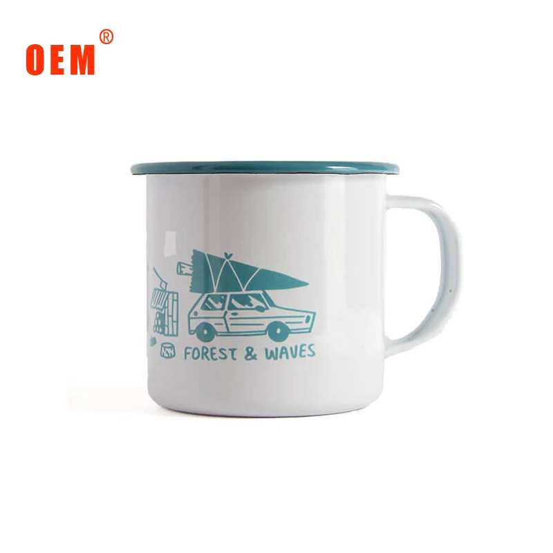 Different Color Choice Enamel Looks Ceramic Enamel White Mug Orange ...