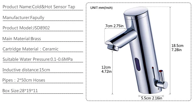Fapully UPC Bathroom Faucet - Automatic Shut off & Sensor Taps