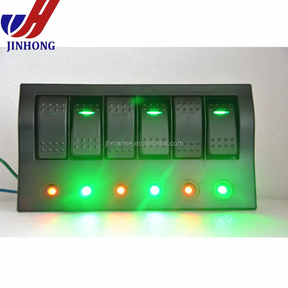 Toggle Switch Digital Voltmeter Panel 6 Gang Led Light 12v 24v Marine ...